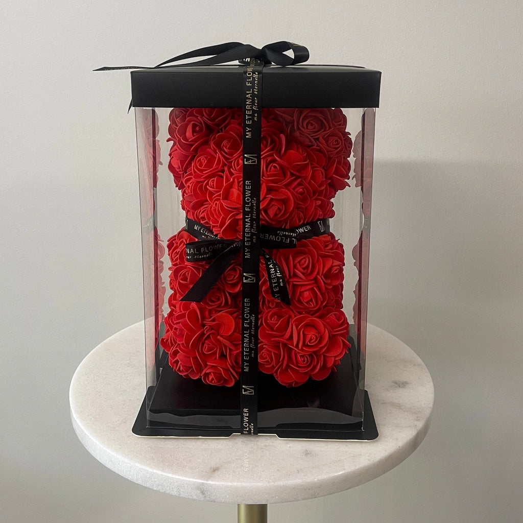 Mini Luxe Rose Bear 25cm in Red (Free Gift Box) – My Eternal Flower