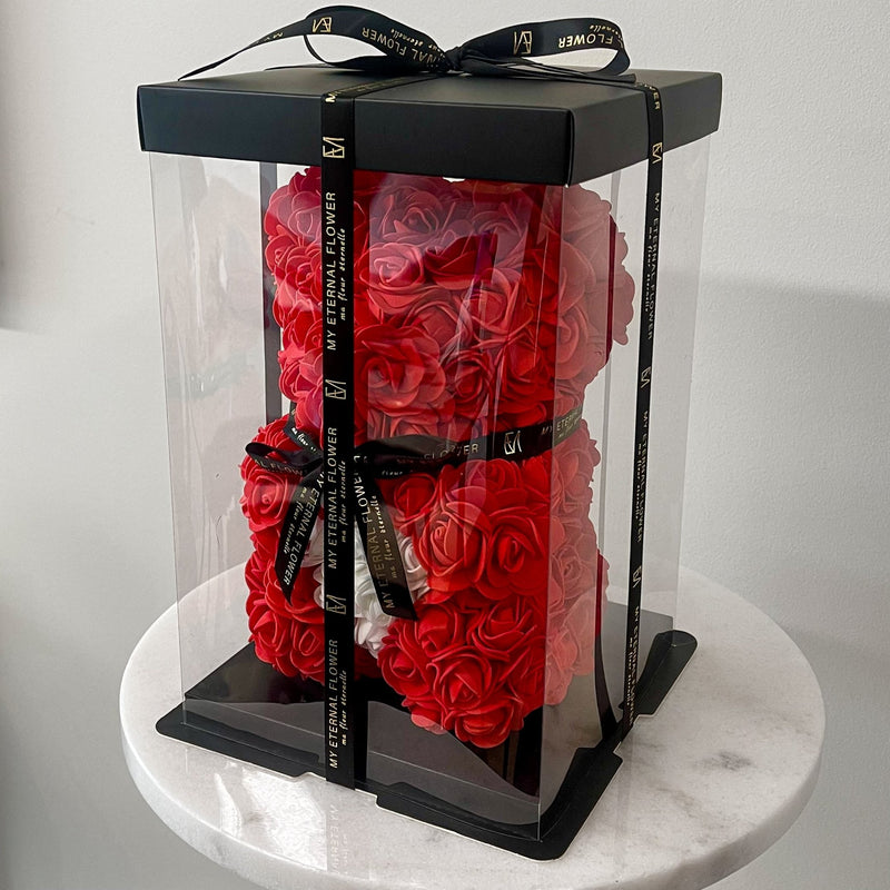Mini Luxe Rose Heart Bear 25cm in Red (Free Gift Box) – My Eternal Flower